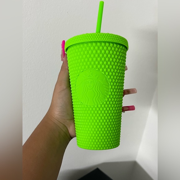 Starbucks | Dining | Trading Starbucks Neon Green Studded Tumbler ...